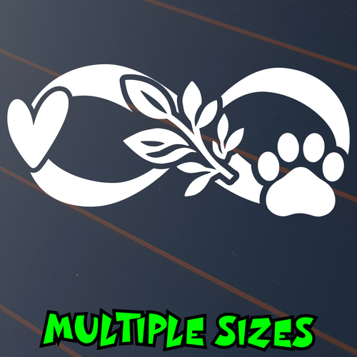 Paw Infinity Sticker Car Decal Dog Paw Animal Pet Dog On Board Heart ...