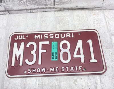 VINTAGE Missouri Show Me State LICENSE PLATE July M3F 841 | eBay