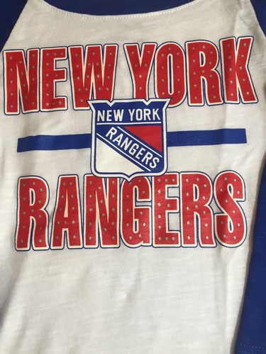 New York Rangers Team Logo Quarter Sleeve T-Shirt Girls X-Small (4/5 ...