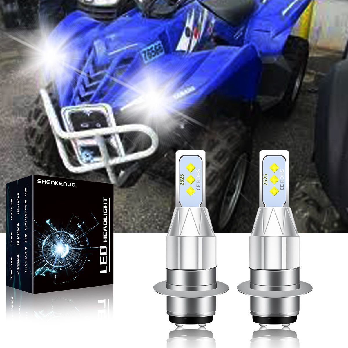 For Yamaha Wolverine 350 450 1995-2010 LED Headlight 6000K Bright White ...