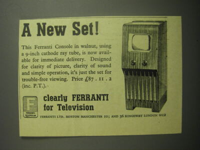 1948 Ferranti Television Ad - A new set! | eBay