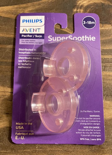 Philips Avent Super Soothie Pink Pacifiers 2 Pack 3-18m, NEW Sealed ...