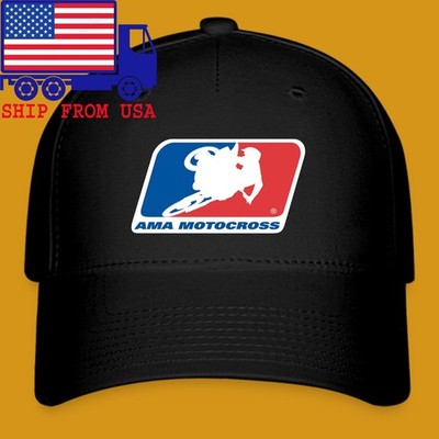 AMA Motorcross Black Hat Baseball Cap Size S/M & L/XL | eBay