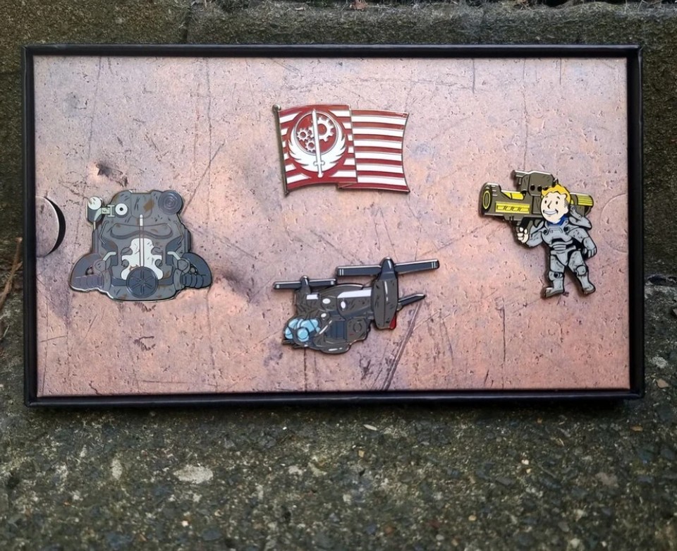 Fallout 4 76 Brotherhood of Steel Enamel Pin Pinfinity Box Set x4 T-60 ...