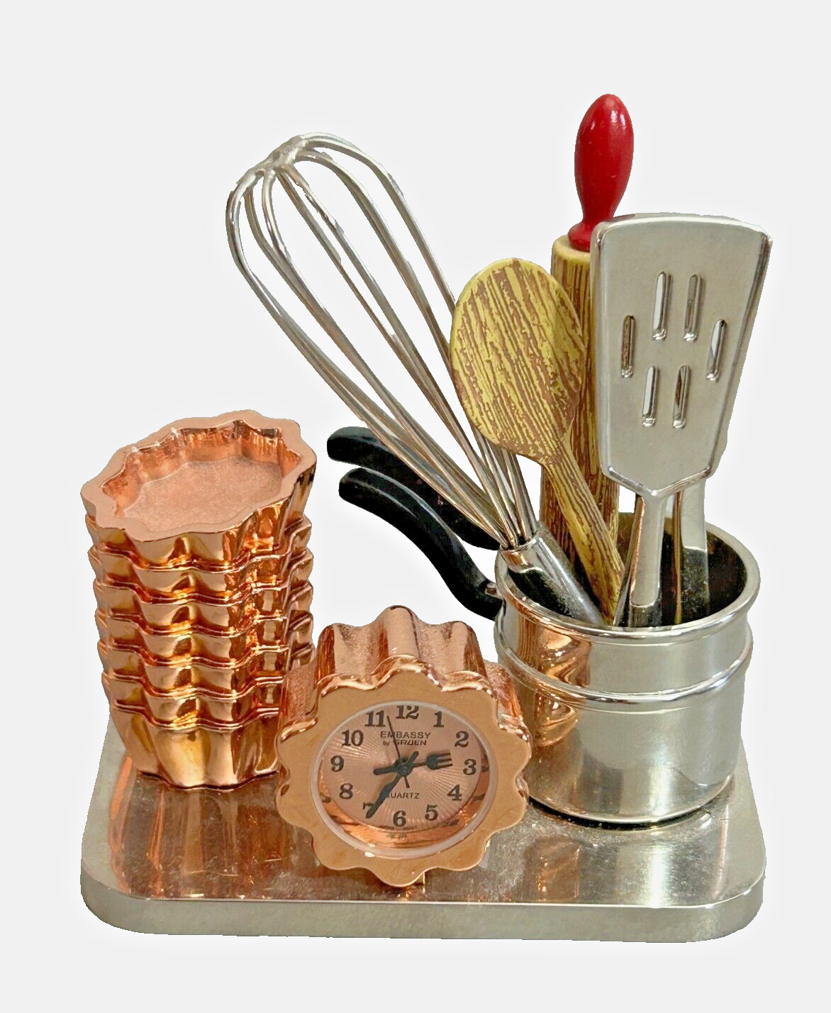 Kitchen Chef Baker copper molds and silver utensils G… - Gem