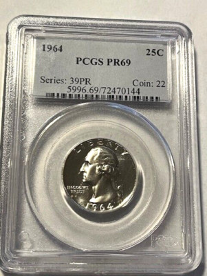 1964 Silver Washington Type B Reverse Proof Quarter/PCGS PR69 #12231-2 ...