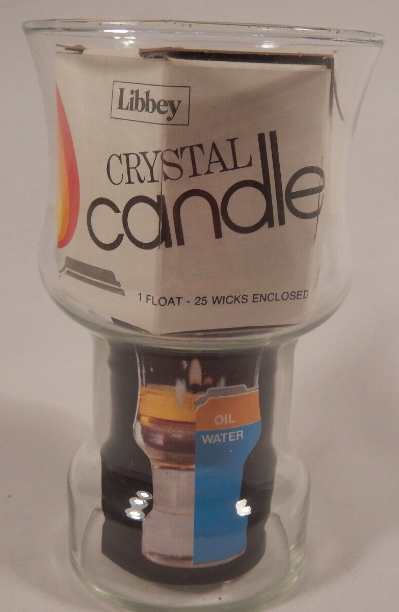 Vintage Libby Crystal Candle Glass 5” Oil and Water Floating Candle 25 ...
