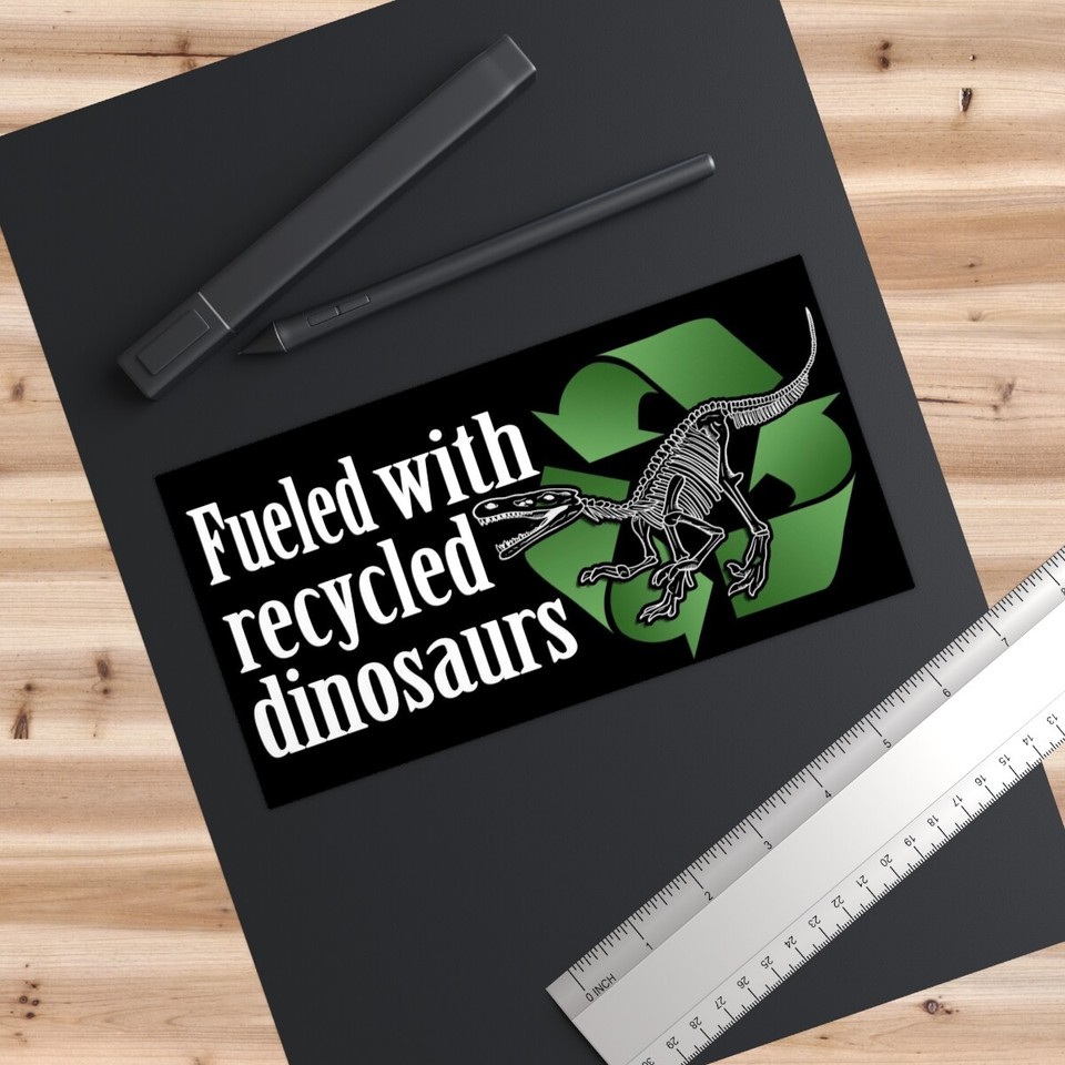 Recycled dinosaurs Black background premium water-resistant vinyl ...