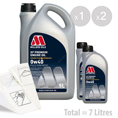 Car Engine Oil Service Kit / Pack 7 LITRES Millers Oils XF Premium 0W ...