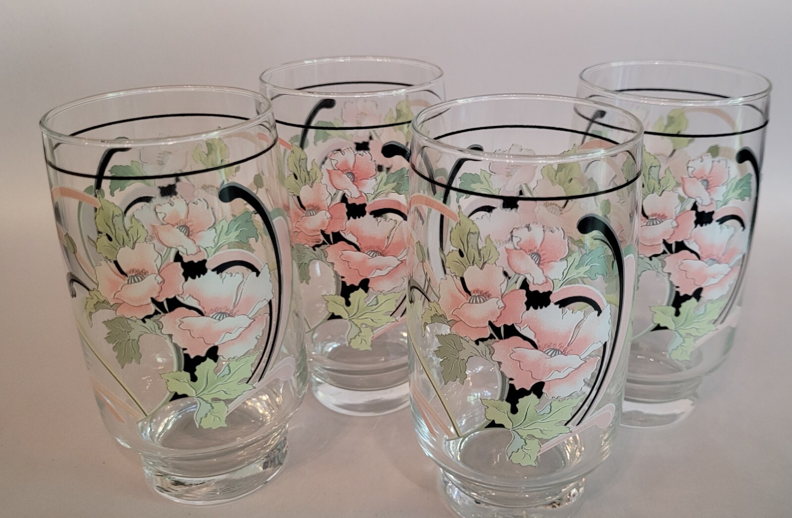 Vintage Sango Jolie Floral Glassware 16oz Iced Tea Tumbler/Glass set of ...