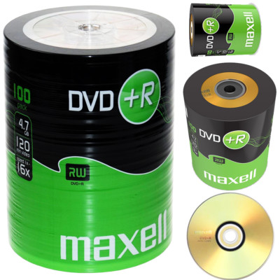GENUINE MAXELL DVD+R 100 PACK BLANK DISCS RECORDABLE DVD 16x 4.7GB 120 ...