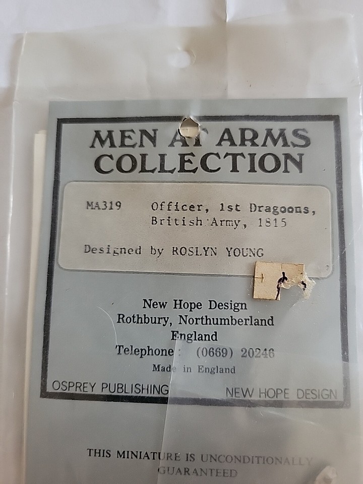 Men At Arms Collection Officer 1st Dragoons British Army 1815 MA319 NEW ...