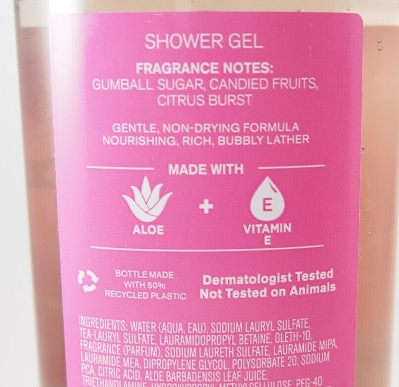(1) Bath & Body Works Pink Bubblegum Pop Aloe Vitamin E Shower Gel Wash ...
