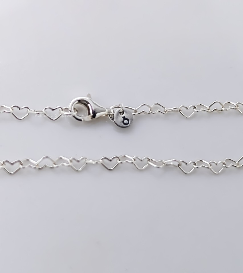 NEW 100% Authentic PANDORA 925 Ale S Linked Hearts Collier Necklace ...