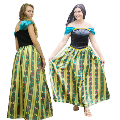 Women Adult Anna Frozen Halloween Costume Princess Dress Up US Size XL ...