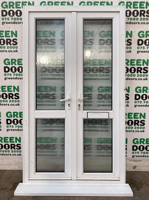 DOUBLE FRONT DOORS FRENCH UPVC DOUBLE GLAZED DISTORTED GLASS EXTERNAL ...