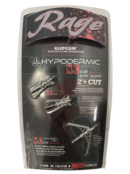 Rage Hypodermic No Collar 100 Grain Expandable Broadhead - Silver ...