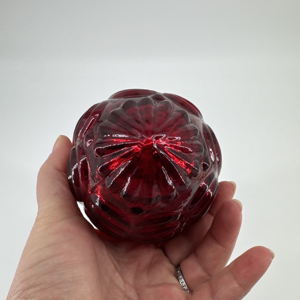 Red Mercury Glass 7” Large Kugel Style Scalloped Teardrop Ornament ...