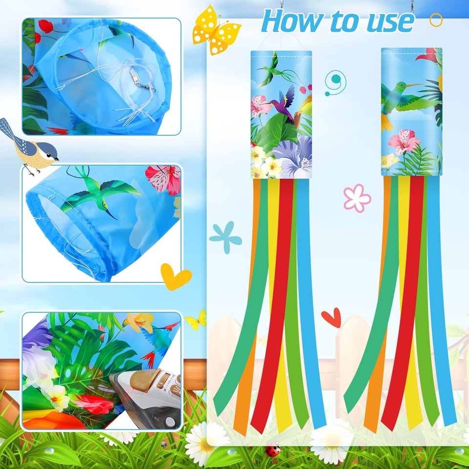 2 Pcs 40 Inch Twin Hummingbird Windsock Decorative Spring Windsock ...