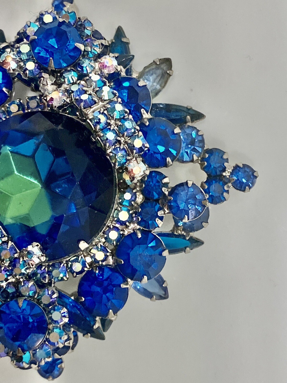 HUGE VINTAGE JULIANA AB BLUE watermelon LAYERED RHINE… - Gem