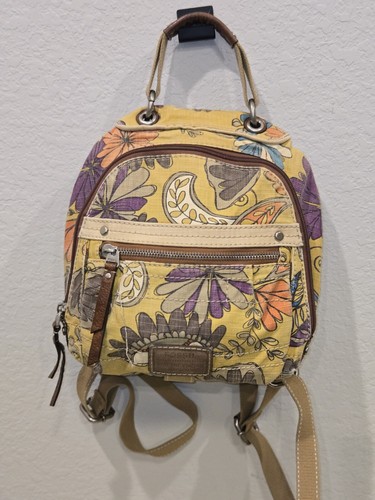 Vintage Fossil Long Live Vintage Florals Canvas Leather Trim Purse ...