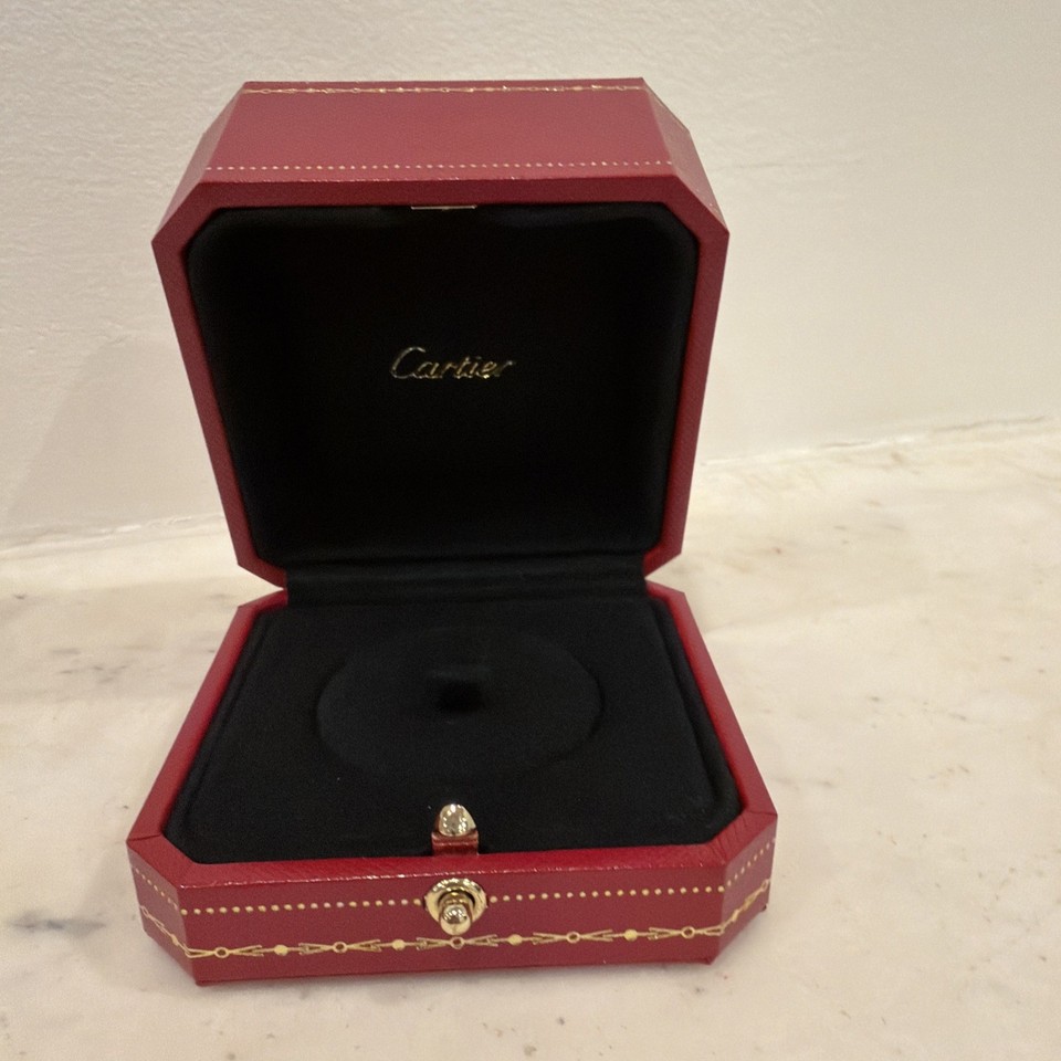 Cartier Red Ring Box with Outer Box Authentic Leather Presentation Case ...
