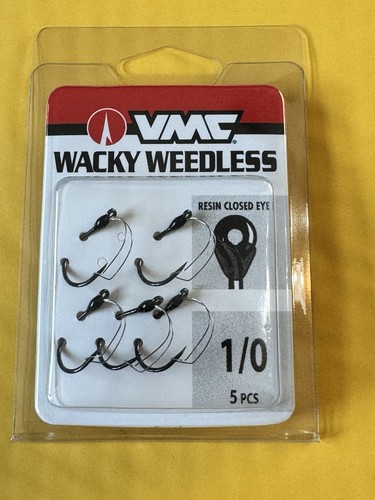 VMC Wacky Weedless Extra Wide 1/0 Hook Resin Closed Eye | eBay