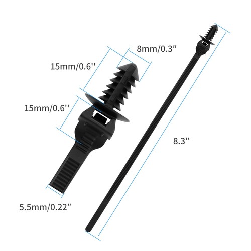 100PCS Fir Tree Nylon Push Mount Zip Ties, Heavy Duty Wire Ties, 2 in 1 ...