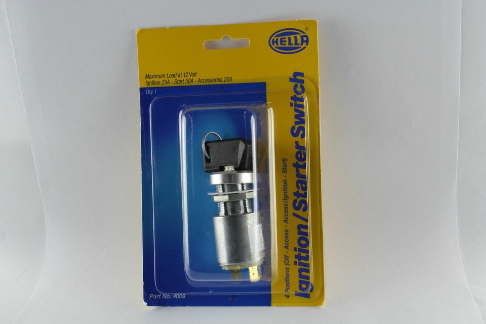 HELLA IGNITION STARTER SWITCH 4 POSITION 20A @ 12V , 22.5mm DIA ...
