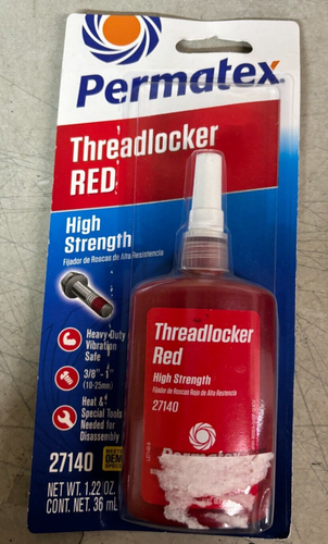 Permatex Threadlocker Red High Strength 27140 1.22 oz Heavy Duty ...