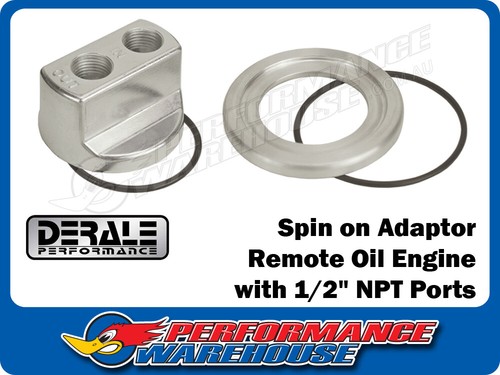 Derale Standard Engine Spin on Adaptor with 1/2" NPT Ports Remote Oil ...