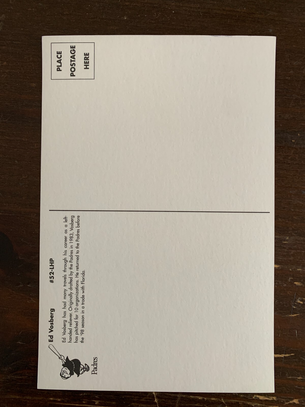 1998 San Diego Padres Postcards ED VOSBERG - Rare MLB Souvenir ! | eBay