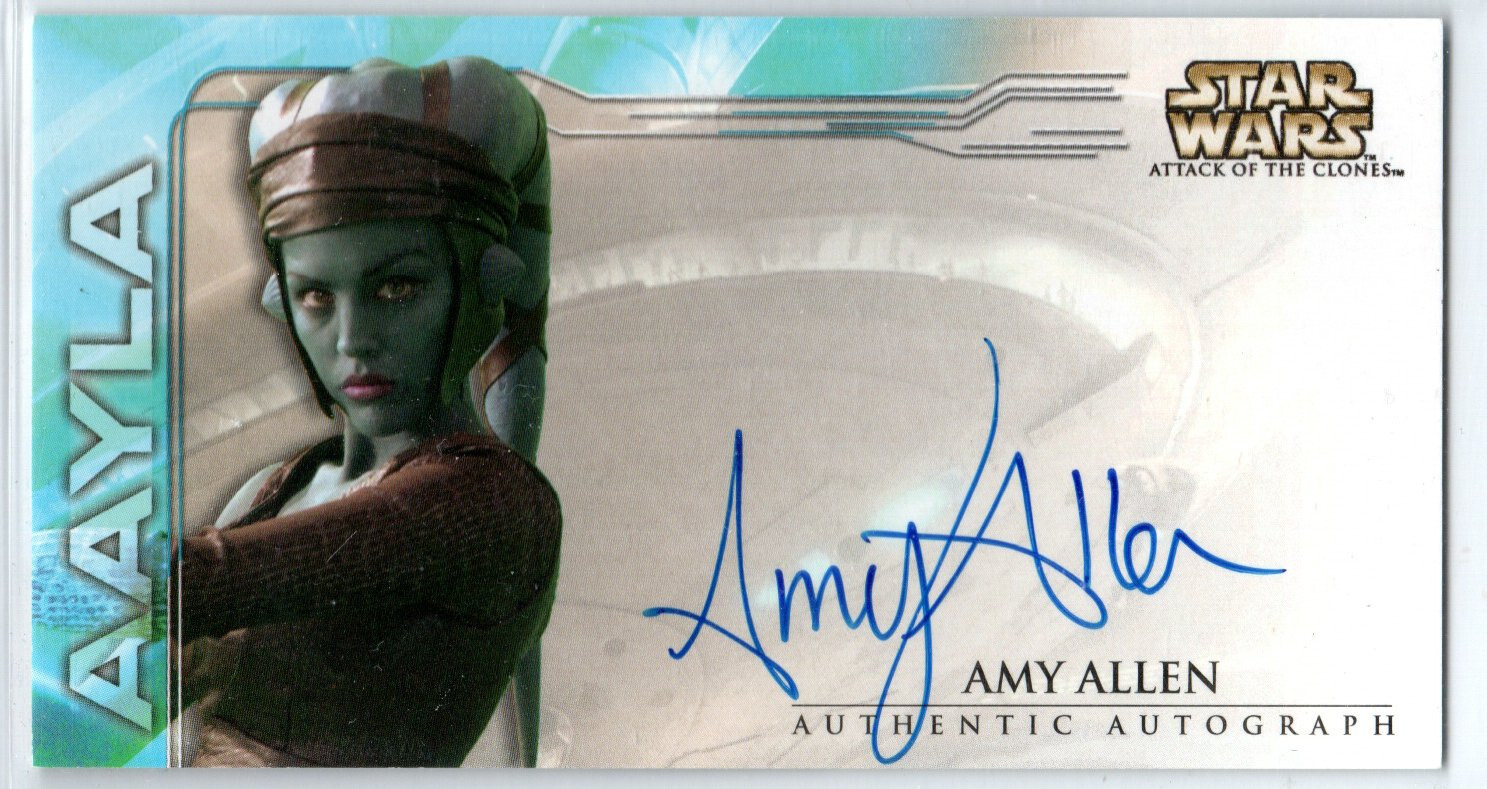 STAR WARS ATTACK OF THE CLONES WIDEVISION AMY ALLEN AAYLA AUTOGRAPH 1st ...