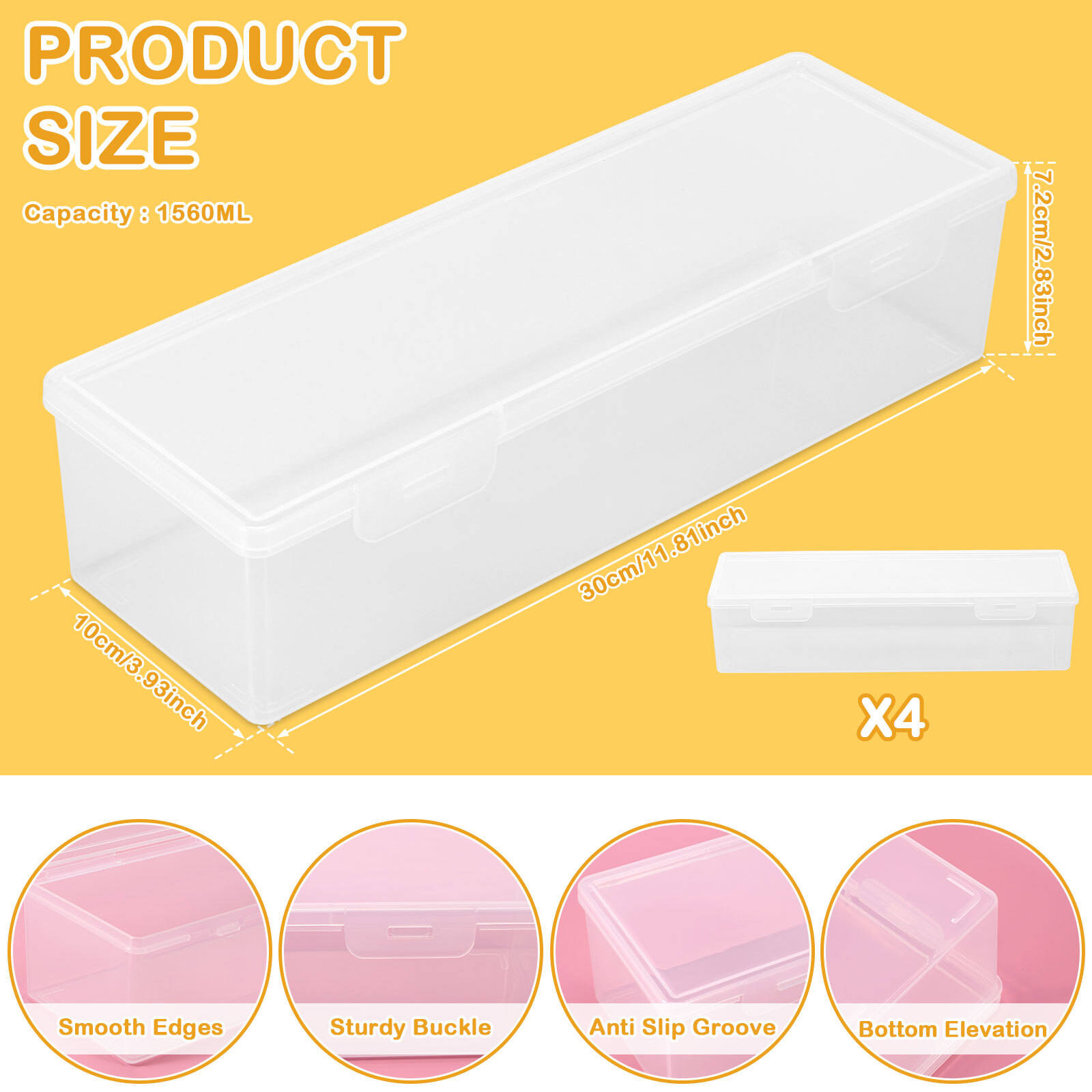 4Pcs 1560L Building Block Storage Box Plastic Clear Storage Box with ...