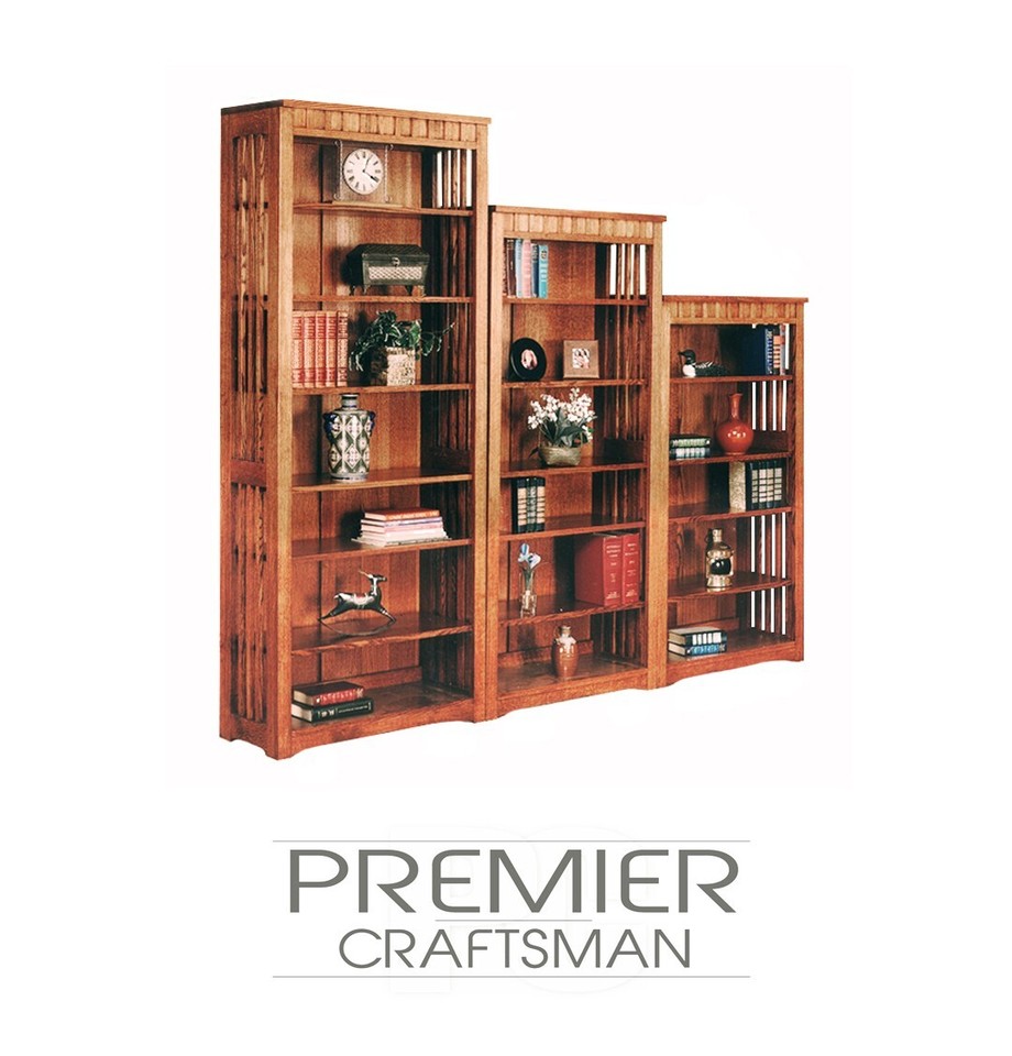 Stickley Style 72" Mission Spindle Bookcase Craftsman Solid Oak ...