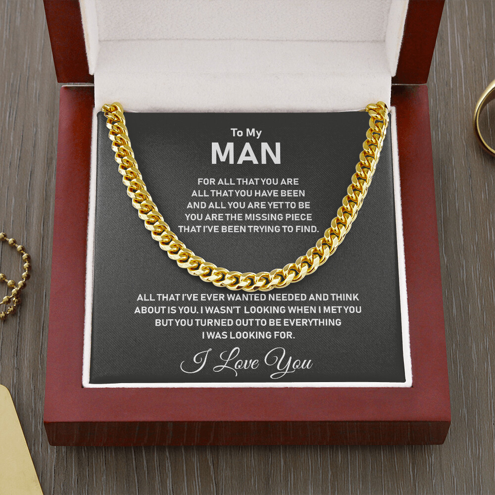 To My Man Cuban Chain Necklace From Girlfriend Valentine Birthday ...
