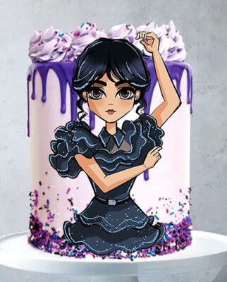 PRECUT WEDNESDAY ADDAMS Edible Cake Topper Image WEDNESDAY cake Icing ...