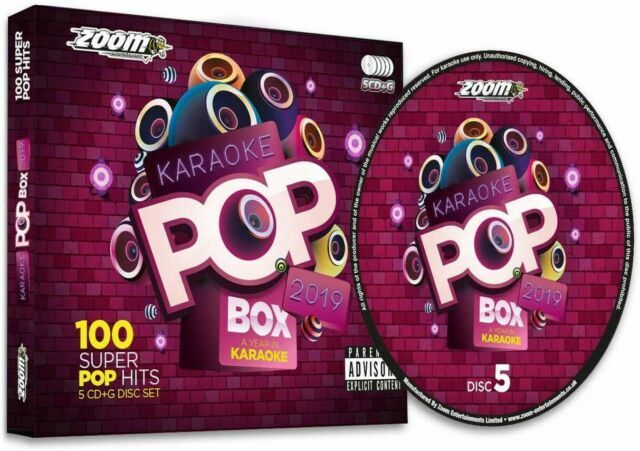 Zoom Karaoke Pop Box Hits of 2019 5 CD+G Box Set - 100 Songs for sale ...