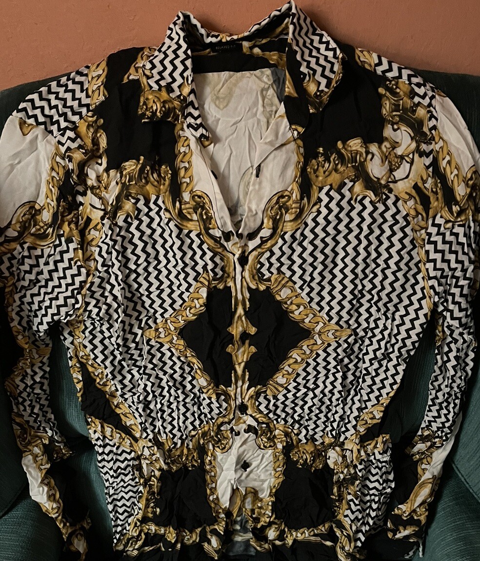 Zara Man Baroque Dress Shirt Relaxed Fit Sz Small | eBay