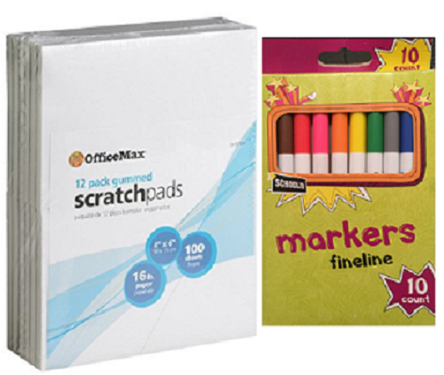 OfficeMax/Office Depot Scratch Pads / 10-pc Fineline Multi-colored ...