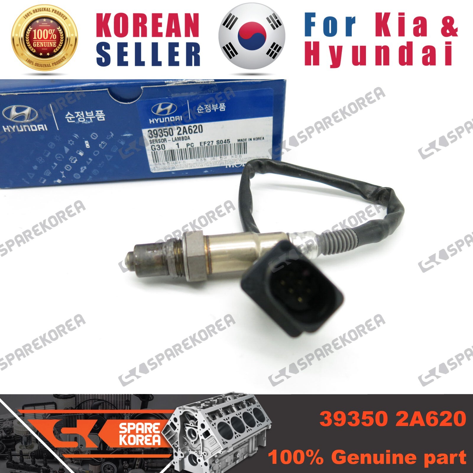 KIA SPORTAGE 1.7 CRDi 2016 RHD LAMBDA OXYGEN SENSOR 39350-2A620 for ...