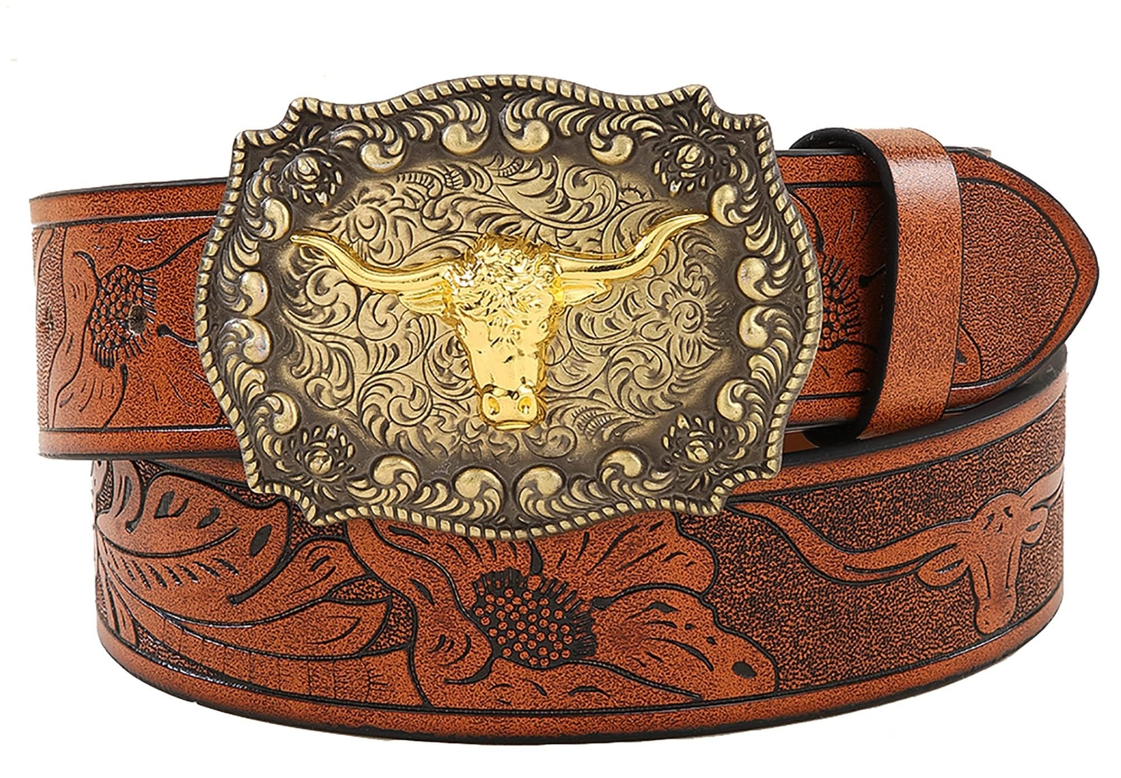 Adjustable Men-Western-Leather-Belt，Unisex Country-Belts For Cowboy ...