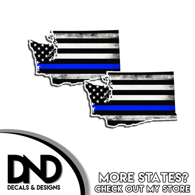Indiana State Police Blue Line Decal IN Tattered American Flag Sticker ...