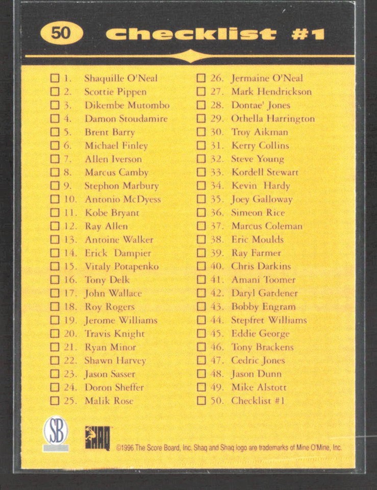 Score 1996-97 Score Board All Sport PPF #50 Shaquille O'Neal Orlando ...