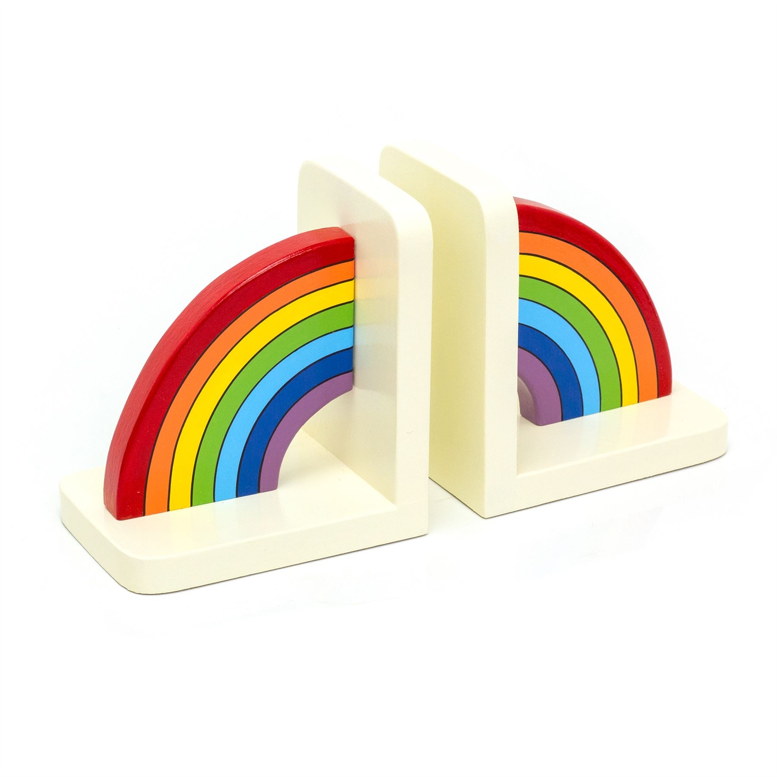 Pair Of Childrens Rainbow Bookends | Decorative Wooden Rainbow Bookends ...