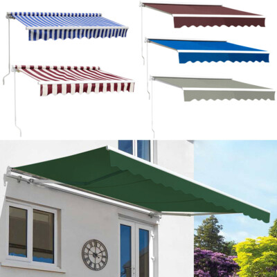 Large Patio Canopy Awning Shelter Retractable Rain Cover Outdoor ...