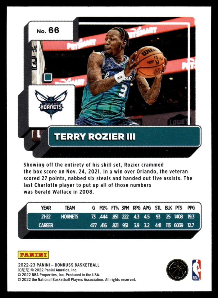 2022-23 Donruss Terry Rozier III #66 Charlotte Hornets | eBay