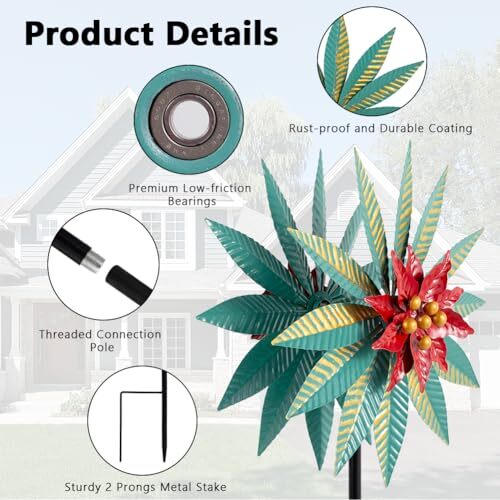 Poinsettia Wind Spinners Outdoor, Kinetic Wind Sculptures & Spinners ...