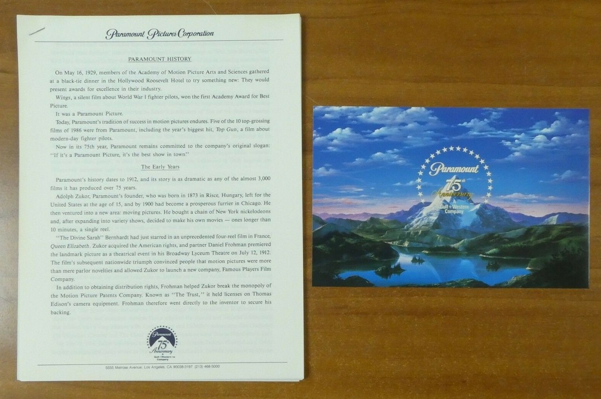 Paramount 75th Anniversary A Gulf Western Company