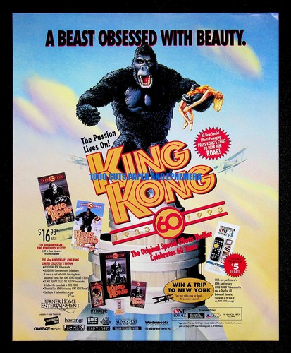 King Kong Turner Home Entertainment VHS 1992 Print Magazine Ad Poster ...